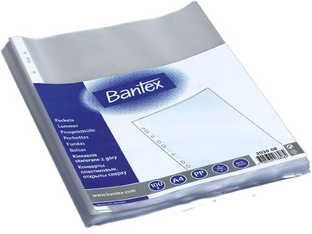 PLASTLOMME BANTEX A4 TOPPÅP. 50MY (100) - Blekkhuset.no