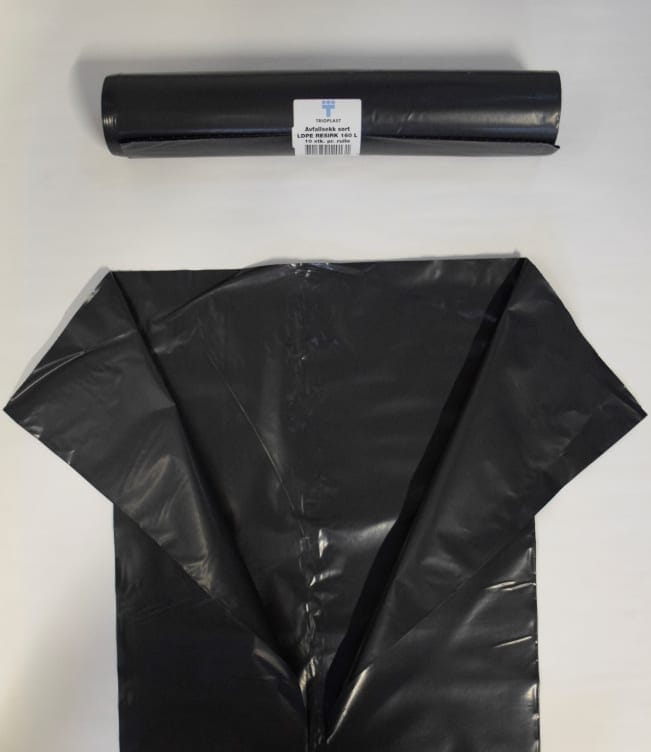 AVFALLSSEKK SORT 160L 70MY (10) TRIOPLAST - Blekkhuset.no